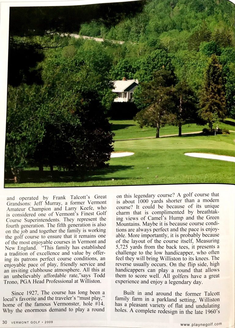 Williston Golf Club | By Wayne Mills (2009) | Vermont Hickory Golf ...