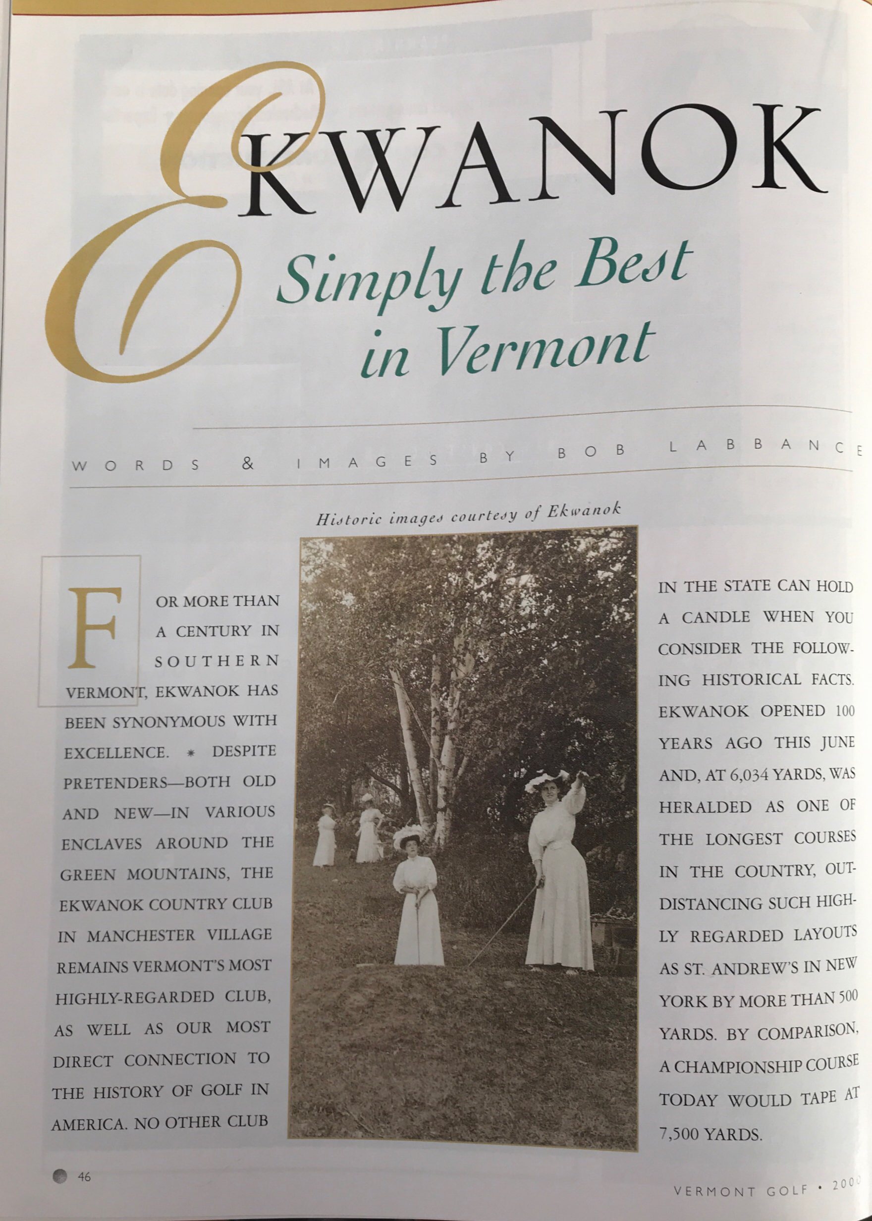 Ekwanok: Simply the Best in Vermont | Vermont Hickory Golf Association